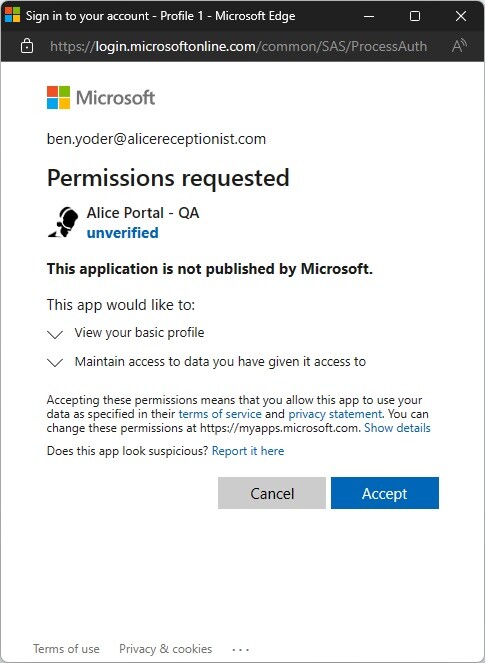 Logging in Using SSO for the ALICE Portal